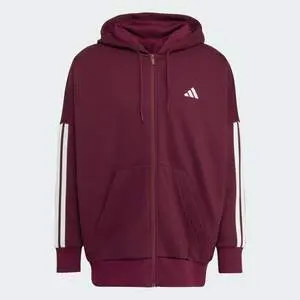 Adidas Essentials 3-stripes Full-zip Fleece Hoodie - Maroon