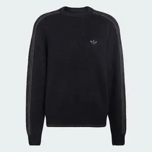 Adidas 3-stripes Fluffy Knit Crew Jumper - Black