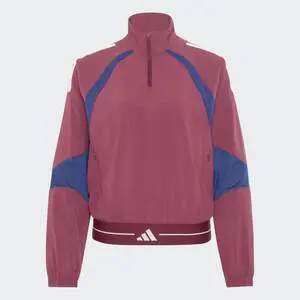 Adidas Hyperglam 3-stripes Color Block Woven 1/4 Zip Track Top - Maroon