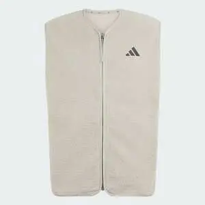 Adidas High Pile Fleece Vest With 3-stripes - Silver Pebble