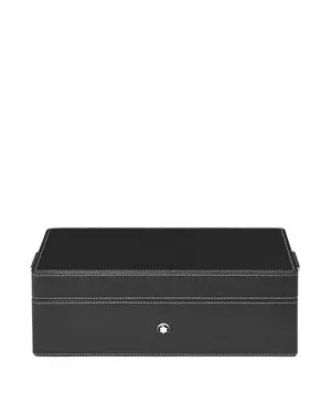 Montblanc Desk Box In Leather For Three Writing Instruments And An Ink Bottle - Black