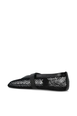 Alaïa Mesh Ballet Flats With Silver Buckle Strap - Black