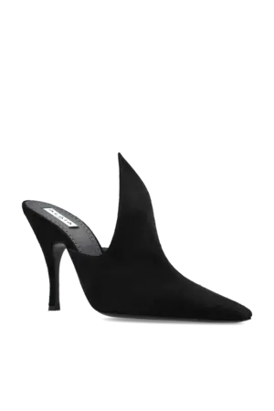 Alaïa Paris Suede Pointed Toe Heeled Mules - Black