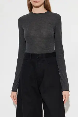 Alaïa Wool Long Sleeve Bodysuit - Grey