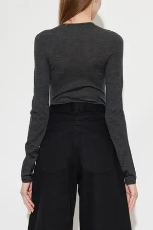 Alaïa Wool Long Sleeve Bodysuit - Grey