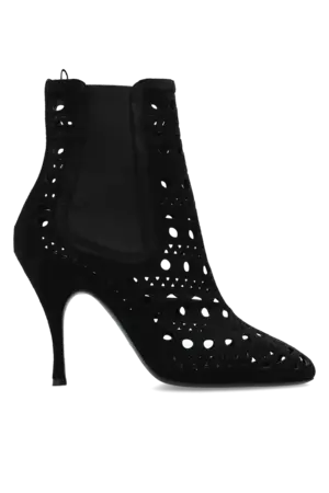 Alaïa Suede Laser Cut Stiletto Ankle Boots