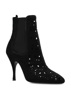 Alaïa Suede Laser Cut Stiletto Ankle Boots