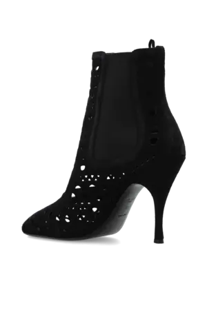 Alaïa Suede Laser Cut Stiletto Ankle Boots