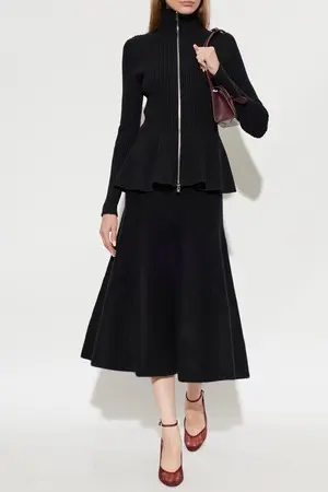 Alaïa Wool Cardigan With Stand-up Collar