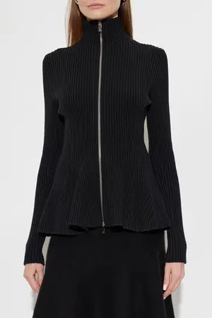 Alaïa Wool Cardigan With Stand-up Collar