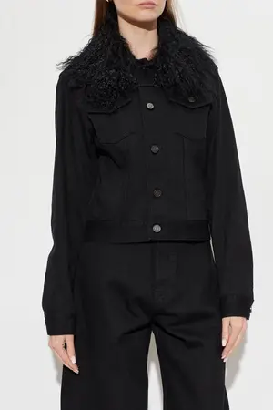 Alaïa Denim Jacket With Faux Fur Collar