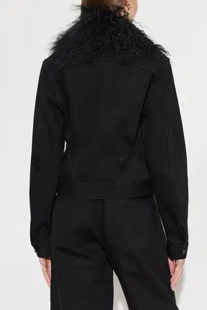 Alaïa Denim Jacket With Faux Fur Collar