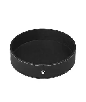 Montblanc Round Desk Tray In Leather - Black