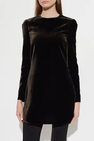 Alaïa Velvet Long-sleeve Mini Dress - Brown