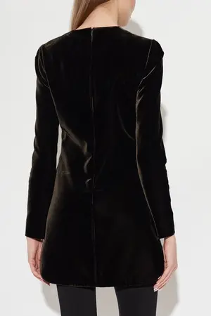 Alaïa Velvet Long-sleeve Mini Dress - Brown