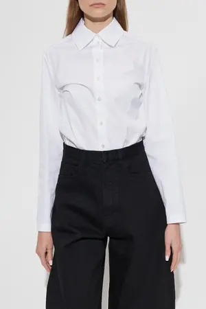 Alaïa Cotton Long-sleeve Bodysuit With Pearl Buttons