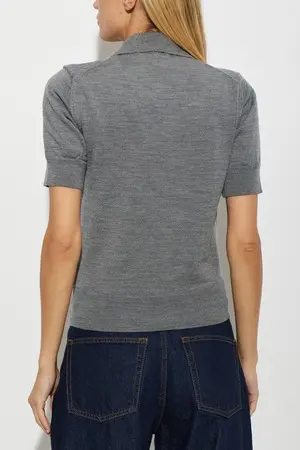 AMI Paris Wool Polo Shirt With Embroidered Logo