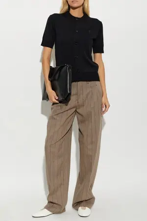 AMI Paris Wool Cardigan With Short Sleeves