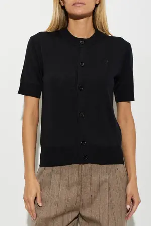 AMI Paris Wool Cardigan With Short Sleeves