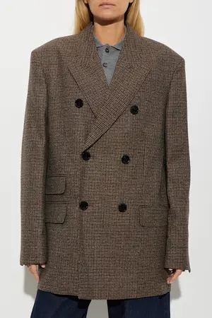 AMI Paris Double Breasted Wool Blazer - Brown