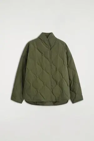 Cos Shawl-collar Quilted Jacket - Green