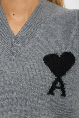 AMI Paris Wool Vest With Logo Detail