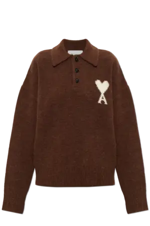 AMI Paris Wool Long-sleeve Polo