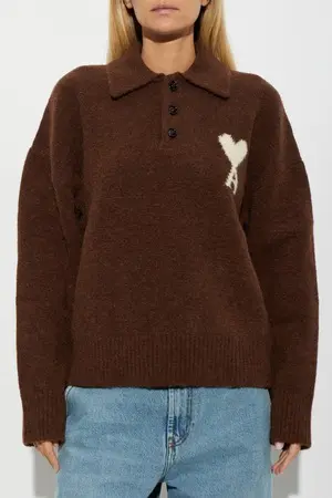AMI Paris Wool Long-sleeve Polo
