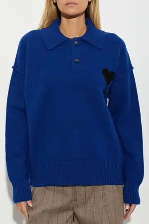 AMI Paris Wool Polo With Logo