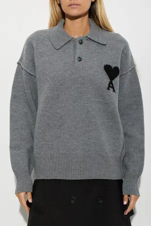 AMI Paris Wool Long-sleeve Polo