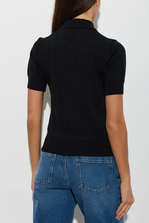 AMI Paris Wool Polo Shirt With Embroidered Logo