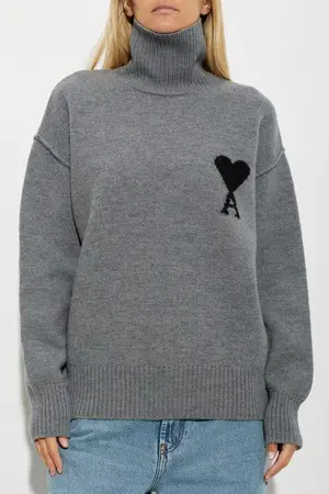 AMI Paris Wool Turtleneck With Logo