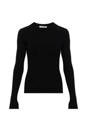 BY MALENE BIRGER Mariella Ribbed Wool Blend Long Sleeve Top - Black