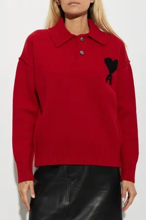 AMI Paris Wool Long-sleeve Polo