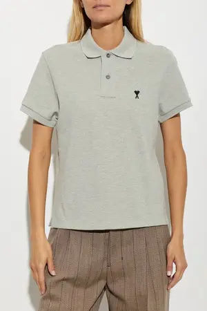 AMI Paris Embroidered Heart Logo Polo Shirt