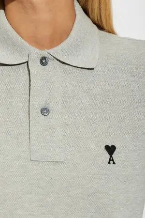 AMI Paris Embroidered Heart Logo Polo Shirt
