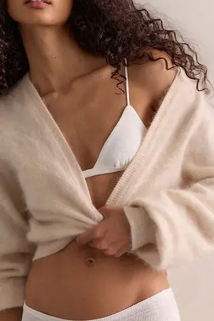 Free People Throw On Ribbed Triangle Bralette Tea