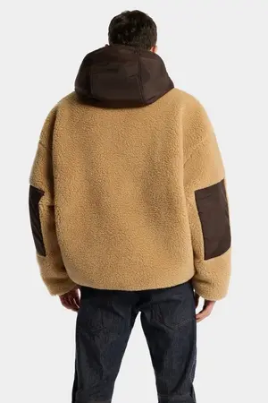 Dsquared2 Reversible Teddy Fleece And Nylon Hooded Jacket