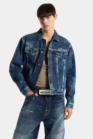 Dsquared2 Dark Frosted Oversized Denim Trucker Jacket