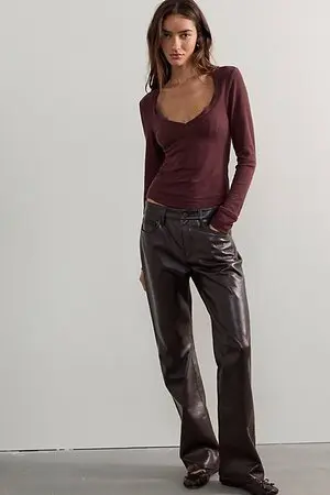 Free People Intimately Ribbed Thermal V-neck Layering Top