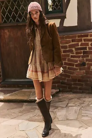 Free People Free People Off-Beat Plaid Collared Romper Sandy Combo