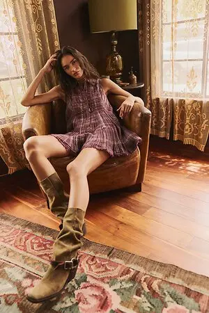 Free People Off-beat Plaid Collared Romper - Wine Combo