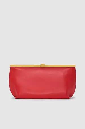ANINE BING Sculptural Leather Clutch - Tango Red