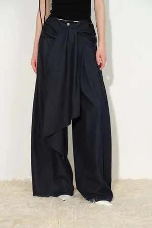 FABRIQUE Jayne Belted Wide Leg Jeans In Cotton Denim