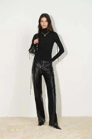 Fabrique Sibyl Wool Blend Turtleneck Top - Black