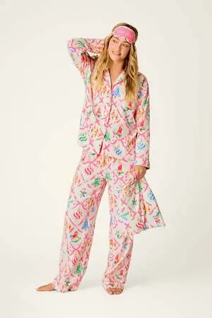 PJ Salvage Deck The Halls Ornat Print 4-piece Pajama Set - Multi