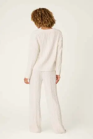 PJ Salvage Cozy Chenille Cable Knit V-neck Lounge Pajama Set
