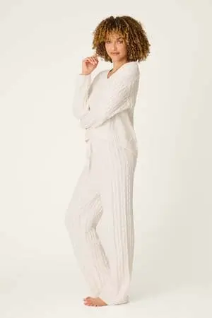 PJ Salvage Cozy Chenille Cable Knit V-neck Lounge Pajama Set