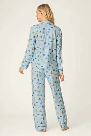 PJ Salvage Hanukkatz Paws For Celebration Cat Print Pajama Set