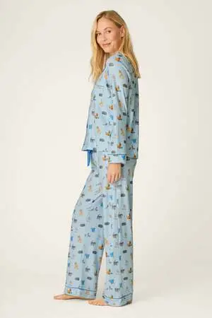 PJ Salvage Hanukkatz Paws For Celebration Cat Print Pajama Set